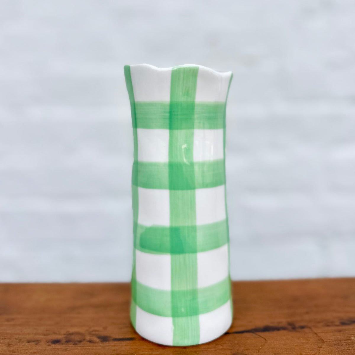 Noss & Co Small Vase - Pink & Yellow Gingham **Pick Up Instore Only ...